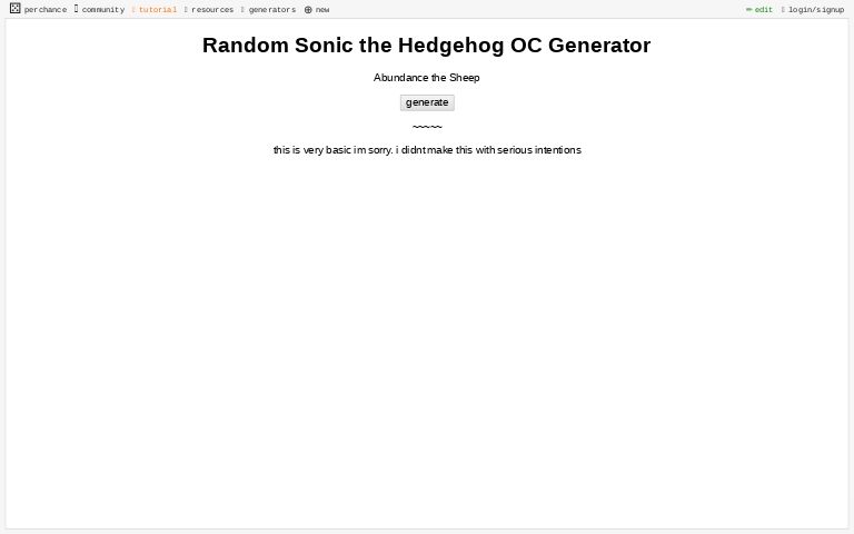 Random Sonic the Hedgehog OC Generator