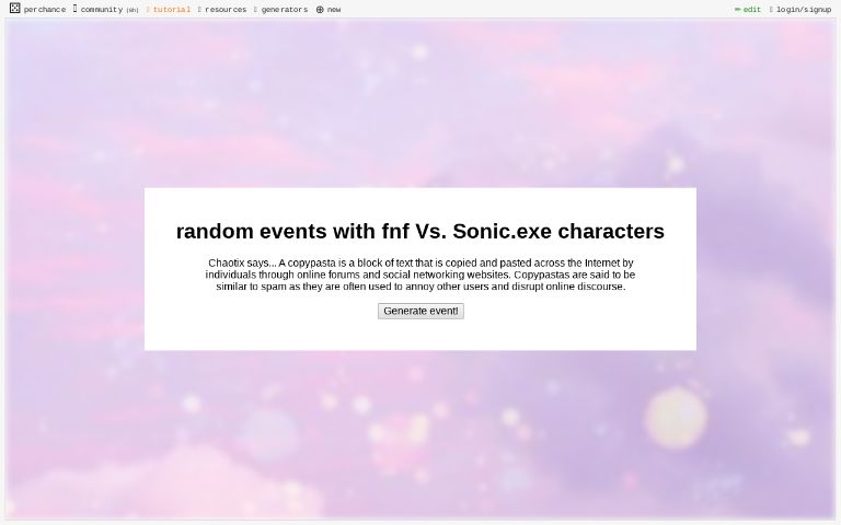 random events with fnf Vs. Sonic.exe characters ― Perchance Generator