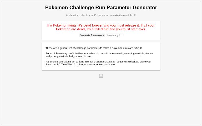 Pokemon Challenge Run Parameter Generator