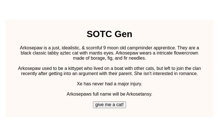 SOTC Gen ― Perchance Generator