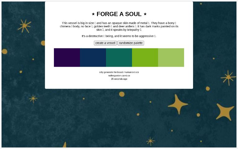 ⋆ FORGE A SOUL ⋆ ― Perchance Generator