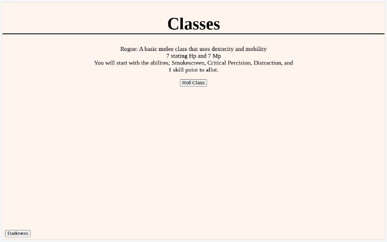 Classes ― Perchance Generator
