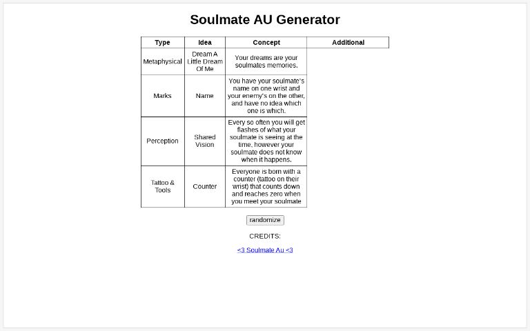 Soulmate AU Generator