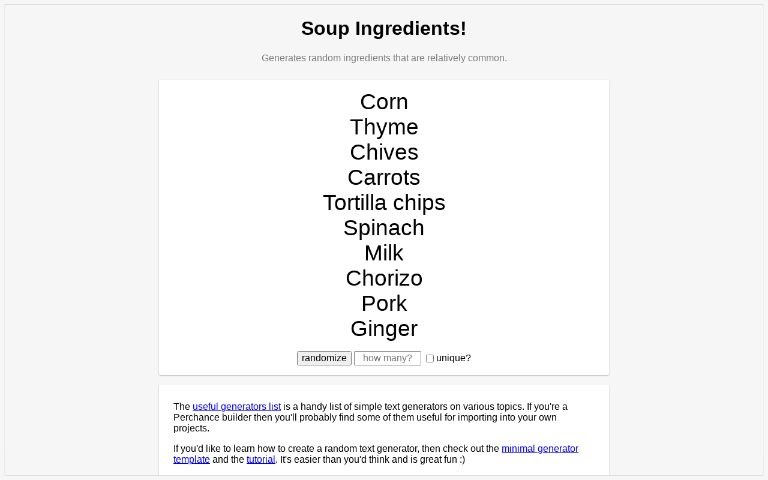 Soup Ingredients! ― Perchance Generator