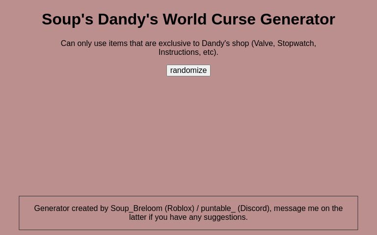 Soup's Dandy's World Curse Generator