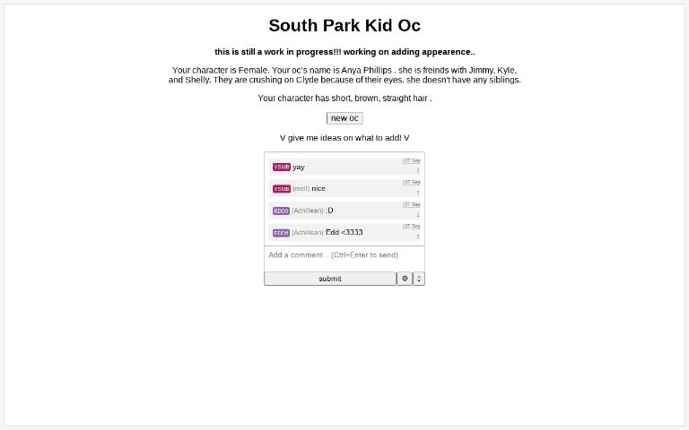 South Park Kid Oc ― Perchance Generator