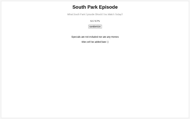 South Park Episode ― Perchance Generator