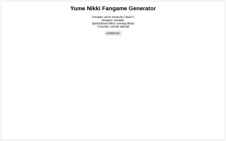 Yume Nikki Fangame Generator
