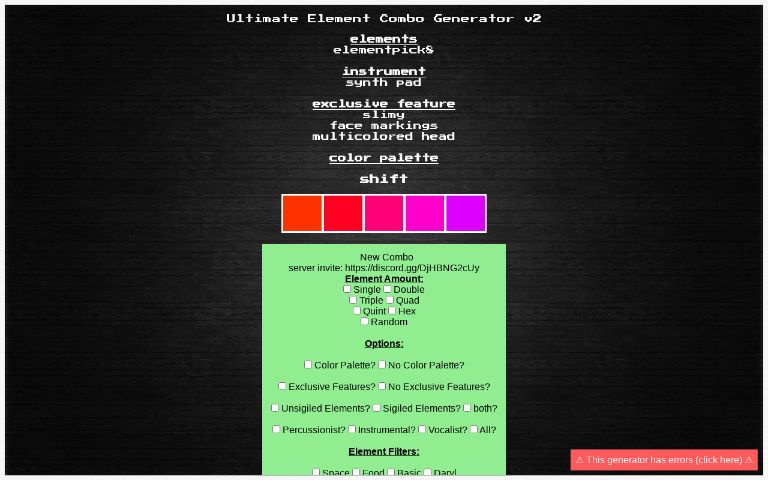 Element Combo Generator V2
