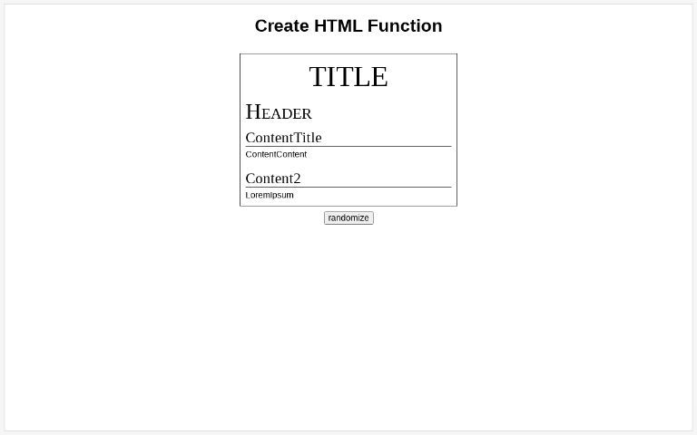 Create HTML Function ― Perchance Generator