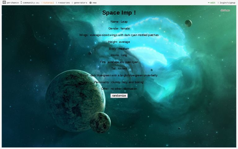 Space Imp ! ― Perchance Generator