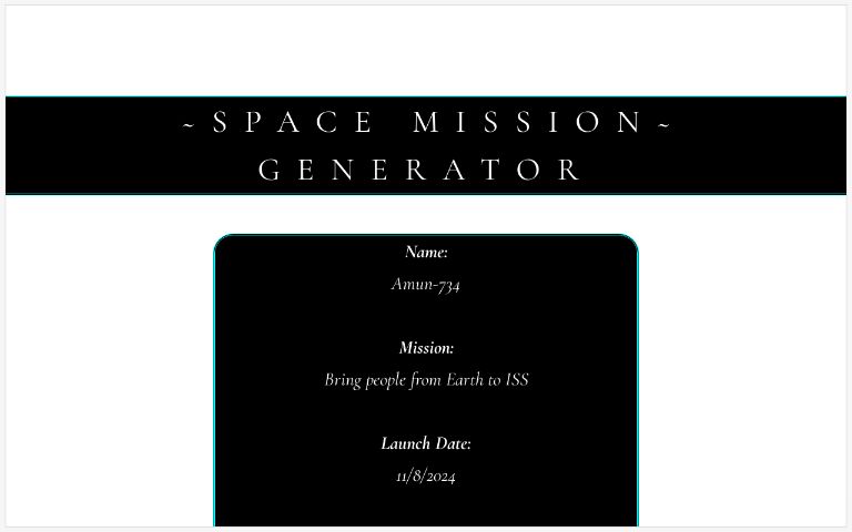 Space Mission Generator