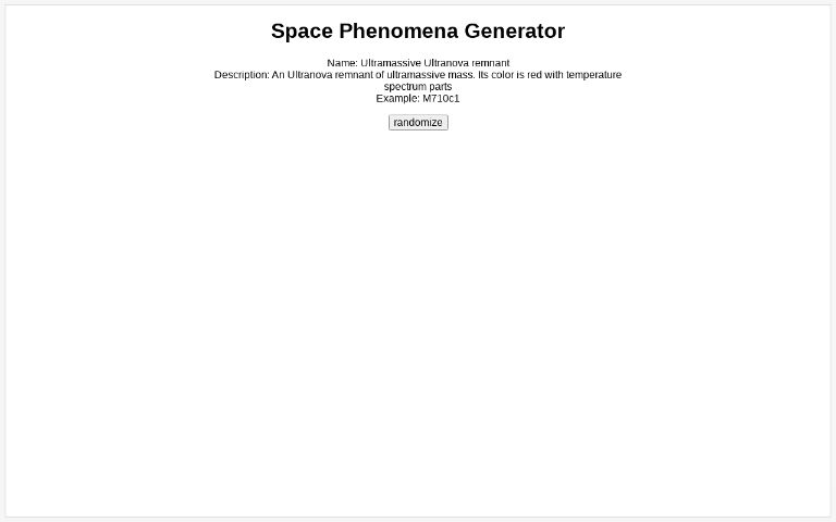 Space Phenomena Generator