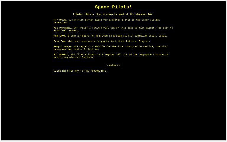 Space Pilots! ― Perchance Generator