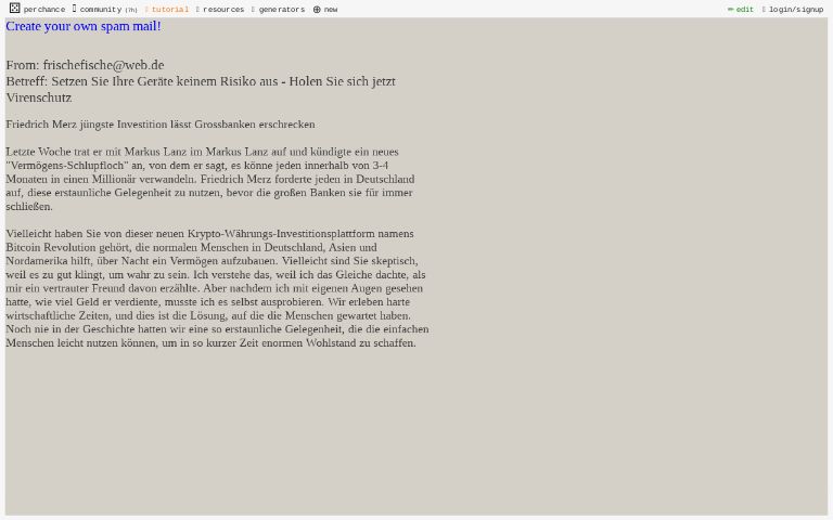 Create your own spam mail! ― Perchance Generator