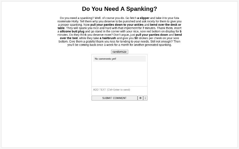 Do You Need A Spanking? ― Perchance Generator