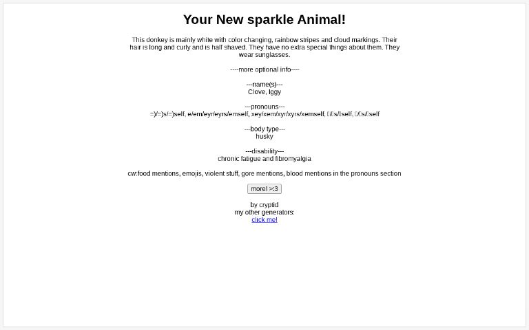 Your New sparkle Animal! ― Perchance Generator