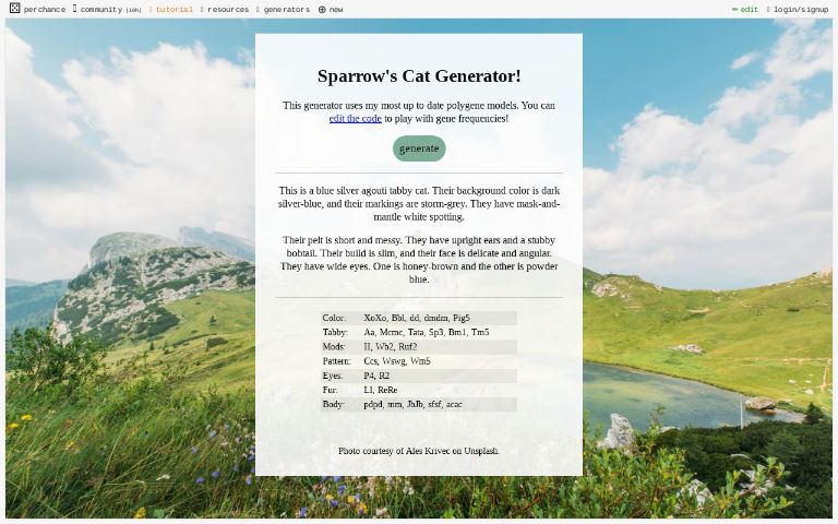 Sparrow's Cat Generator!