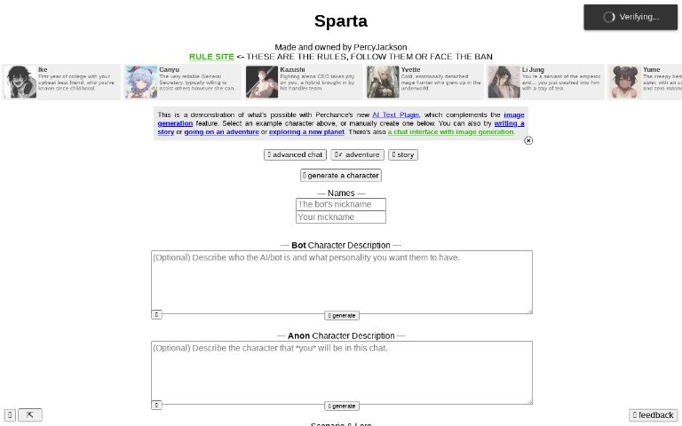 SPARTA. (online, free, no sign-up, unlimited) ― Perchance Generator