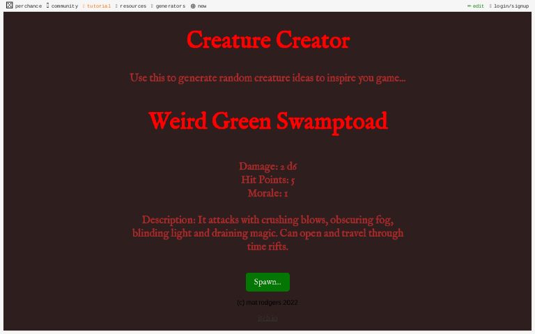 Creature Creator ― Perchance Generator