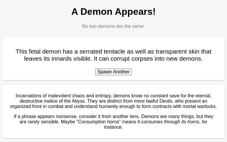 A Demon Appears! ― Perchance Generator