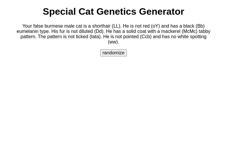 Special Cat Genetics Generator
