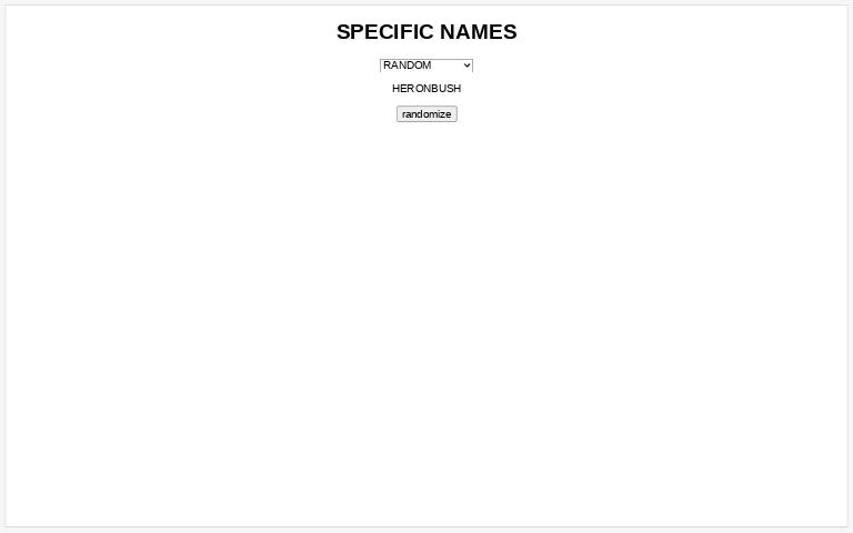 SPECIFIC NAMES ― Perchance Generator