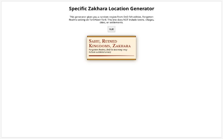 Specific Zakhara Location Generator