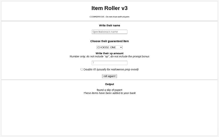 Item Roller v3 ― Perchance Generator