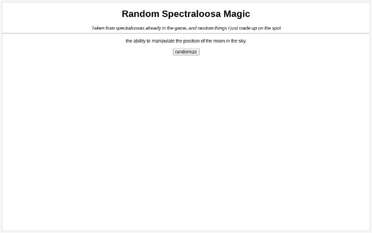 Random Spectraloosa Magic ― Perchance Generator