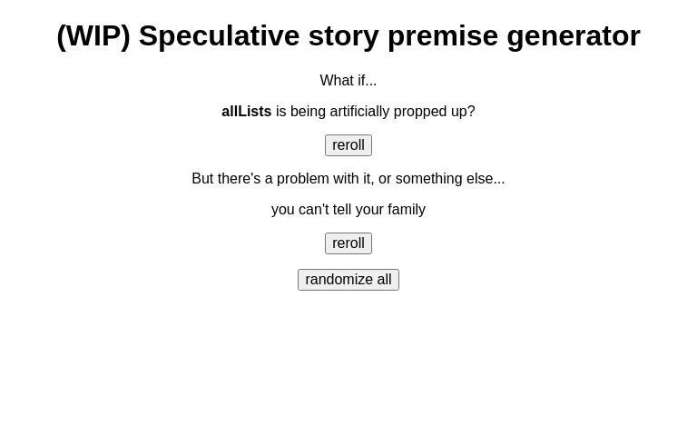 Speculative story premise generator
