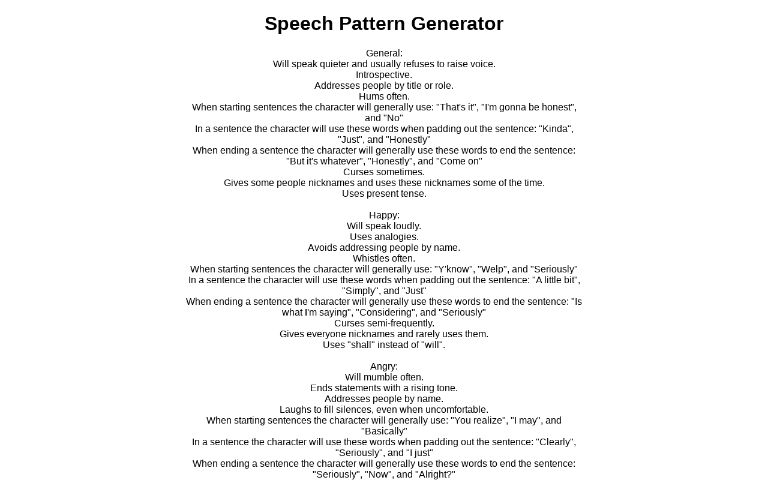 Speech Pattern Generator