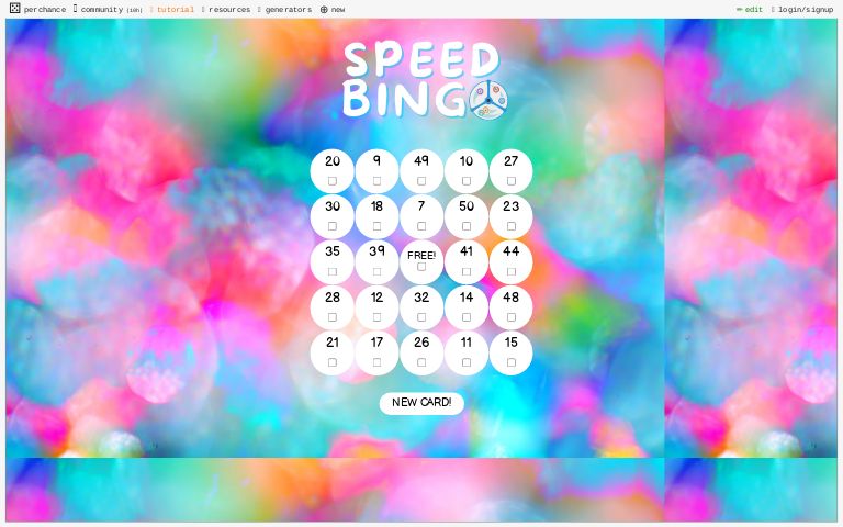 speedbingo ― Perchance Generator