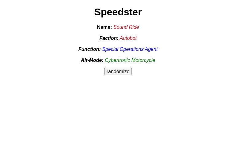 Speedster ― Perchance Generator