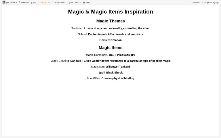 Magic & Magic Items Inspiration ― Perchance Generator