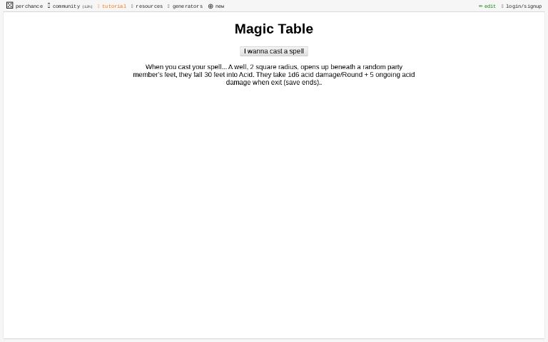 Magic Table ― Perchance Generator