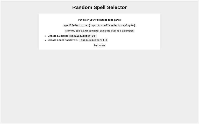 Random Spell Selector ― Perchance Generator