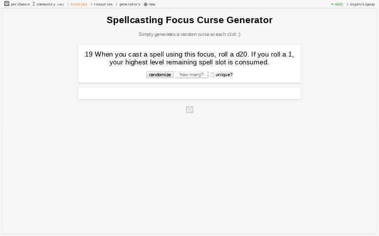 Spellcasting Focus Curse Generator