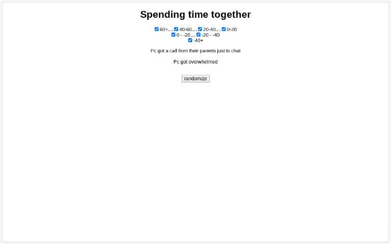 Spending time together ― Perchance Generator