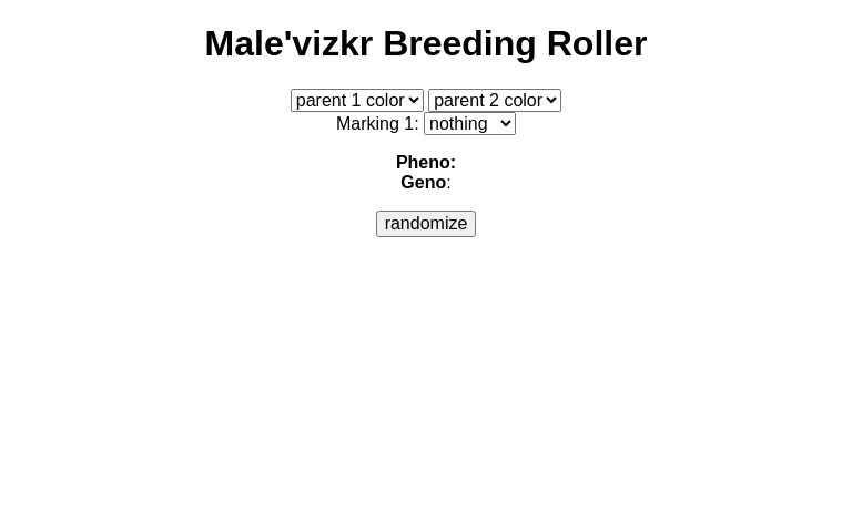 Male'vizkr Breeding Roller ― Perchance Generator
