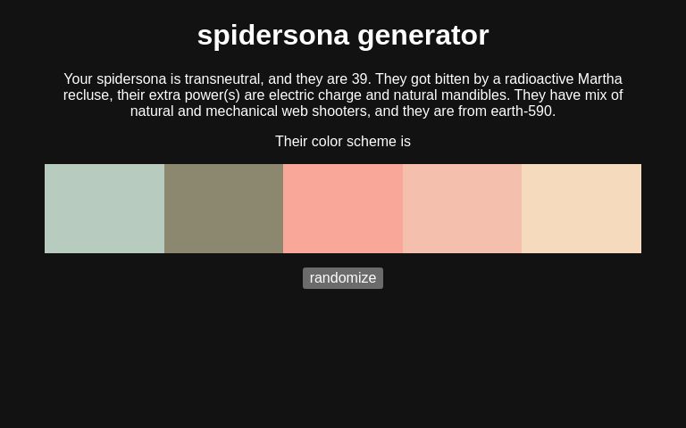 spidersona generator