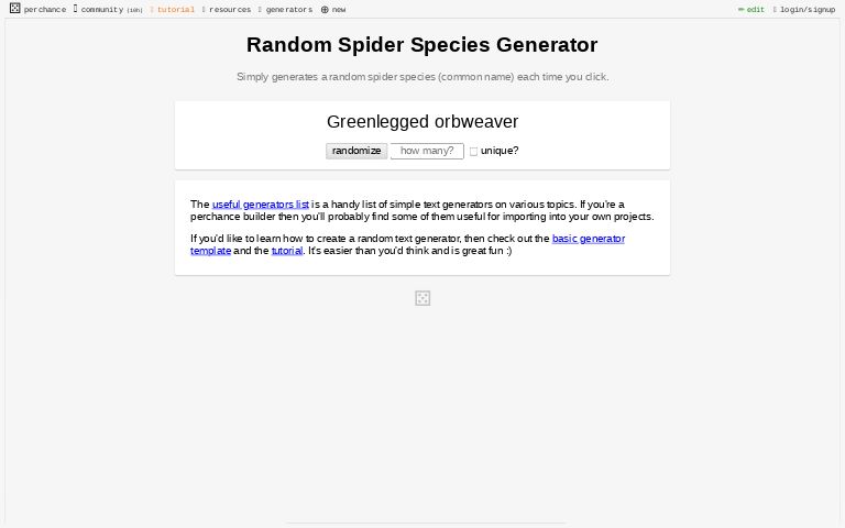 Random Spider Species Generator