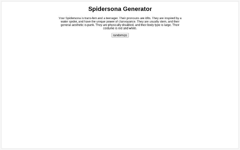 Spidersona Generator