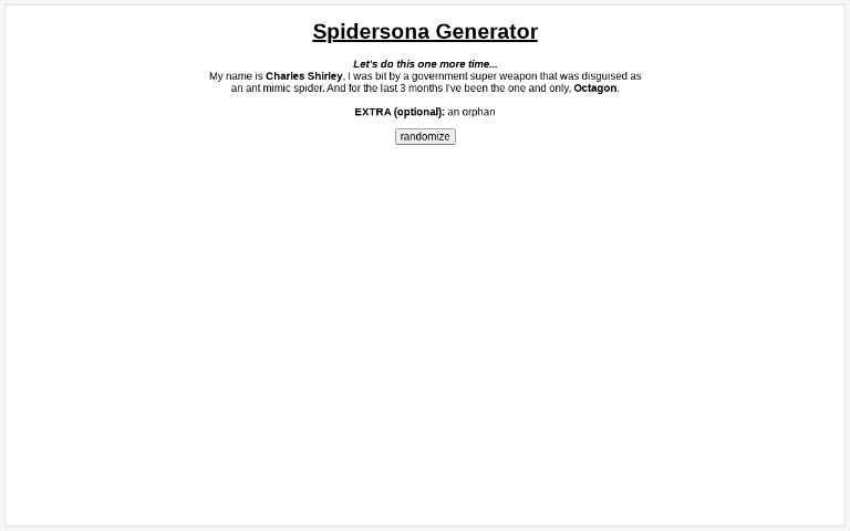 Spidersona Generator