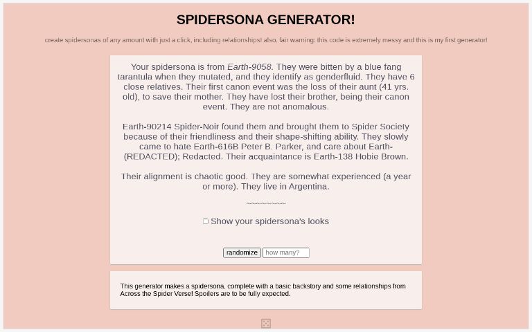 SPIDERSONA GENERATOR!