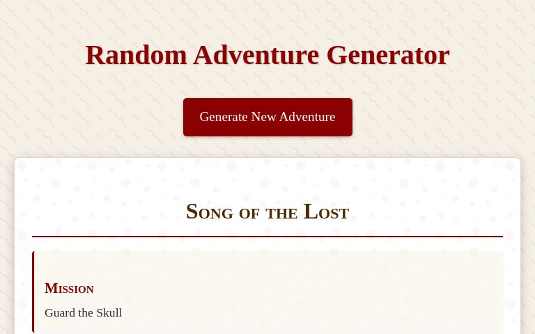 Random Adventure Generator