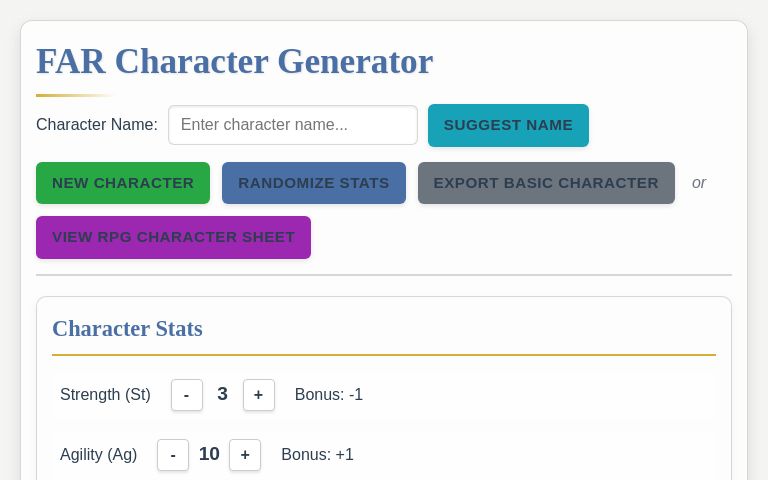 Character Sheet ― Perchance Generator