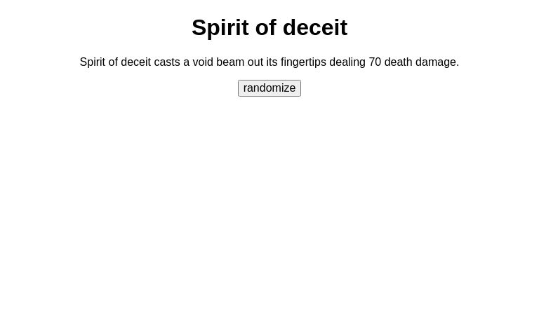 Spirit of deceit ― Perchance Generator