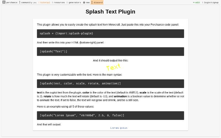 Splash Text Plugin
