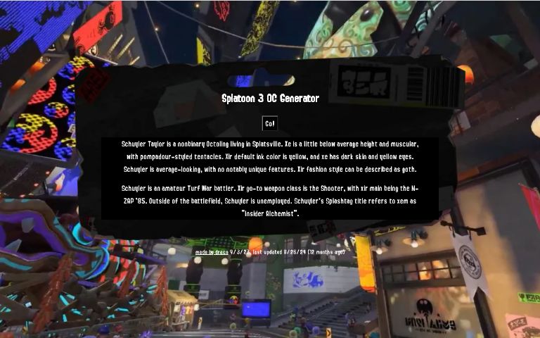 Splatoon 3 OC Generator